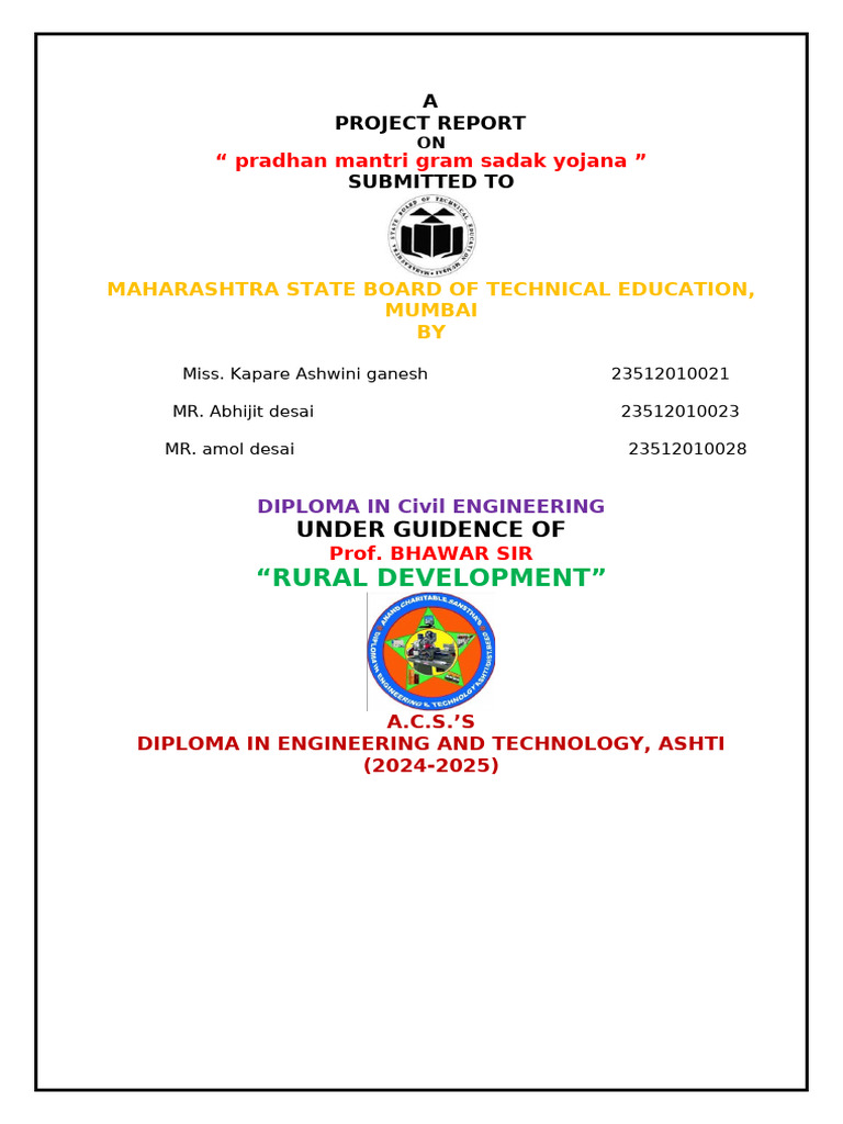 Certificate and Index - Pmgsy | PDF