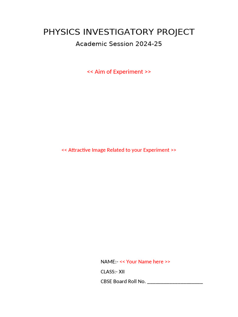 Physics Project Cover Pages | PDF