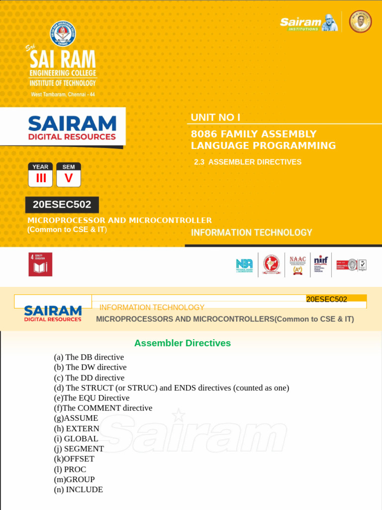 2.3 Assembler Directives | PDF | Assembly Language | Byte