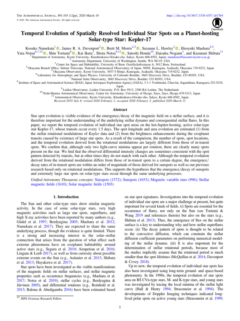 Namekata 2020 ApJ 891 103 | PDF | Astronomy | Stellar Astronomy