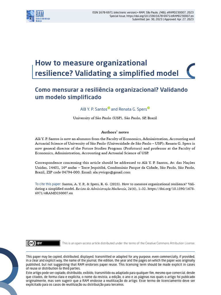 How To Measure Organizational Resilience Validatin Pdf