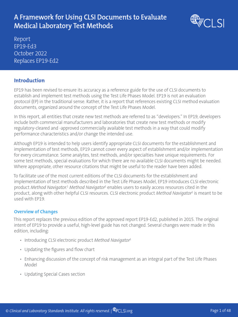 A Framework For Using CLSI Documents To Evaluate Medical Laboratory ...