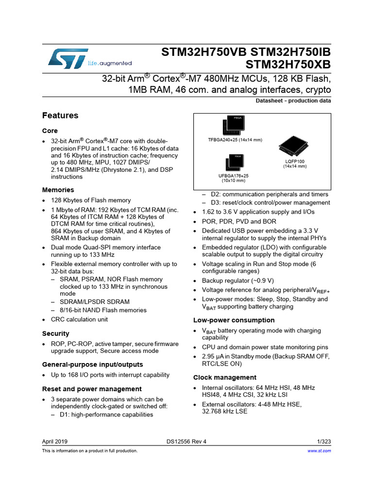 STM32H750VB Datasheet | PDF | Dynamic Random Access Memory | Power Supply