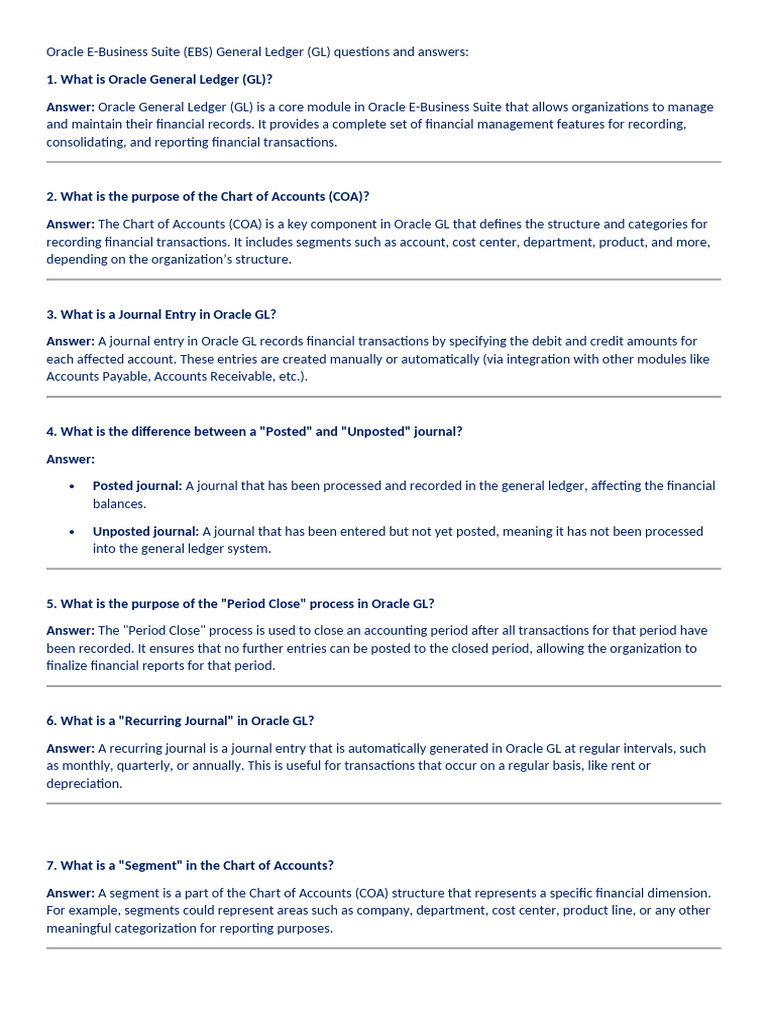 Oracle GL FAQs and Key Concepts | PDF | Debits And Credits | Business Economics