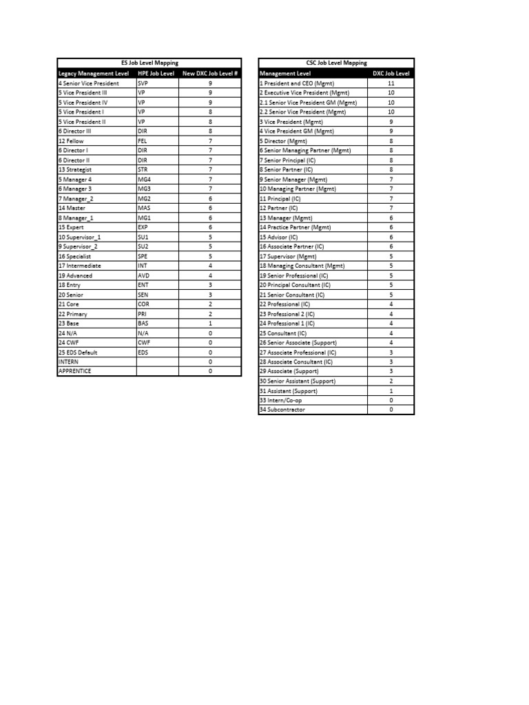 DXC Job Levels | PDF | Leadership | Positions Of Authority