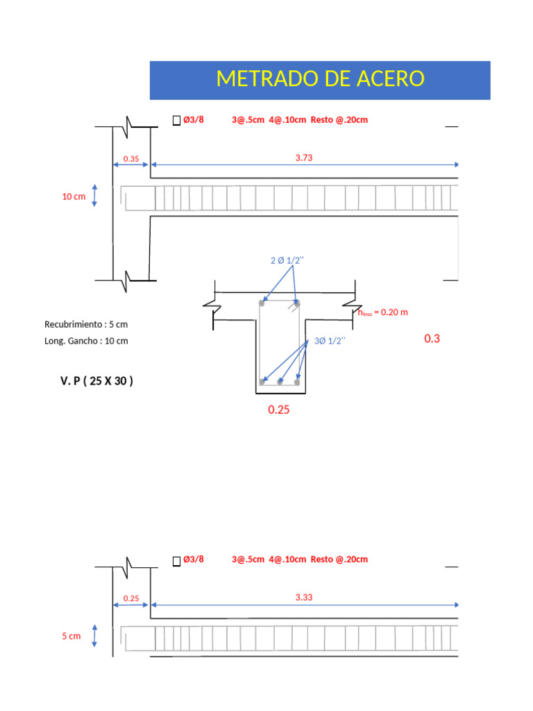 Metrado Acero en Vigas | PDF