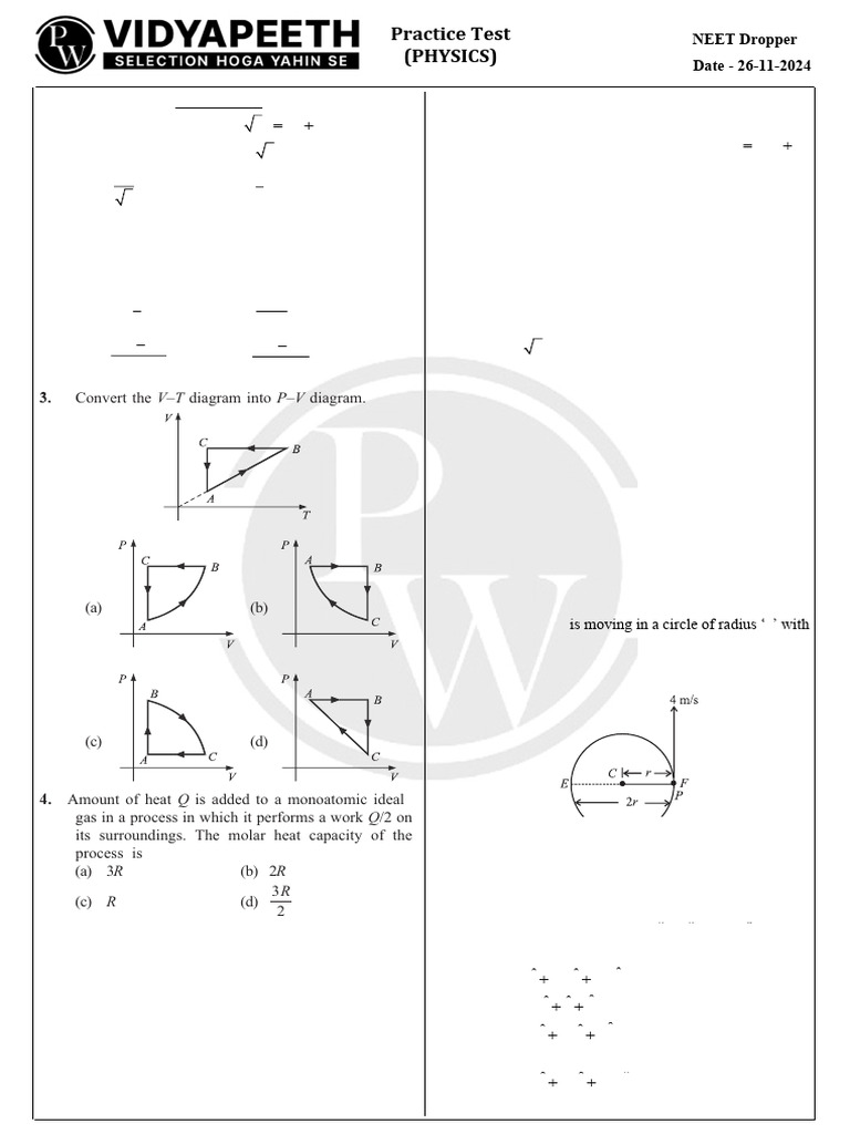 Practice Test Physics Dropper NEET by-Pawna Sir 26-11-2024 | PDF ...