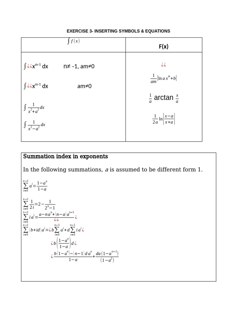 Inserting Symbols & Equations Guide | PDF