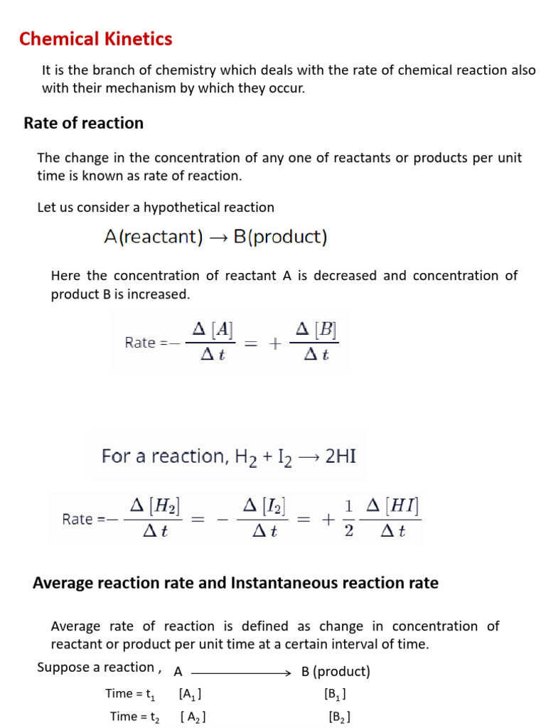 chemical kinetics 1 | PDF | Reaction Rate | Chemical Reactions