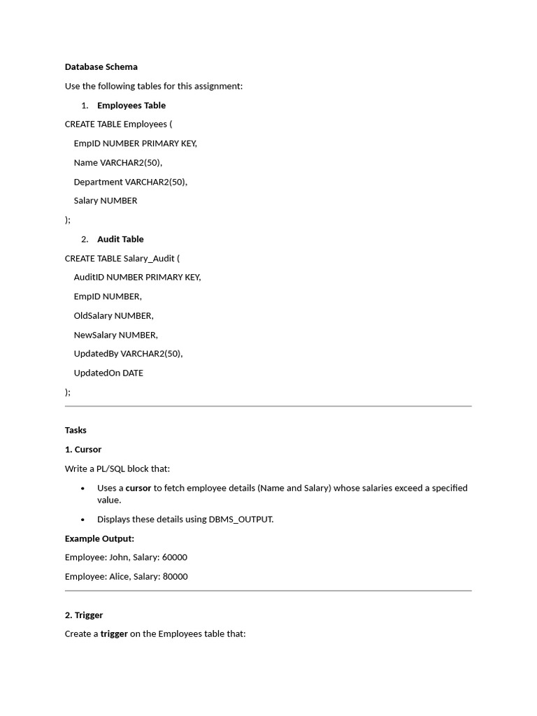 PLsql cursor, procedure,trigger | PDF