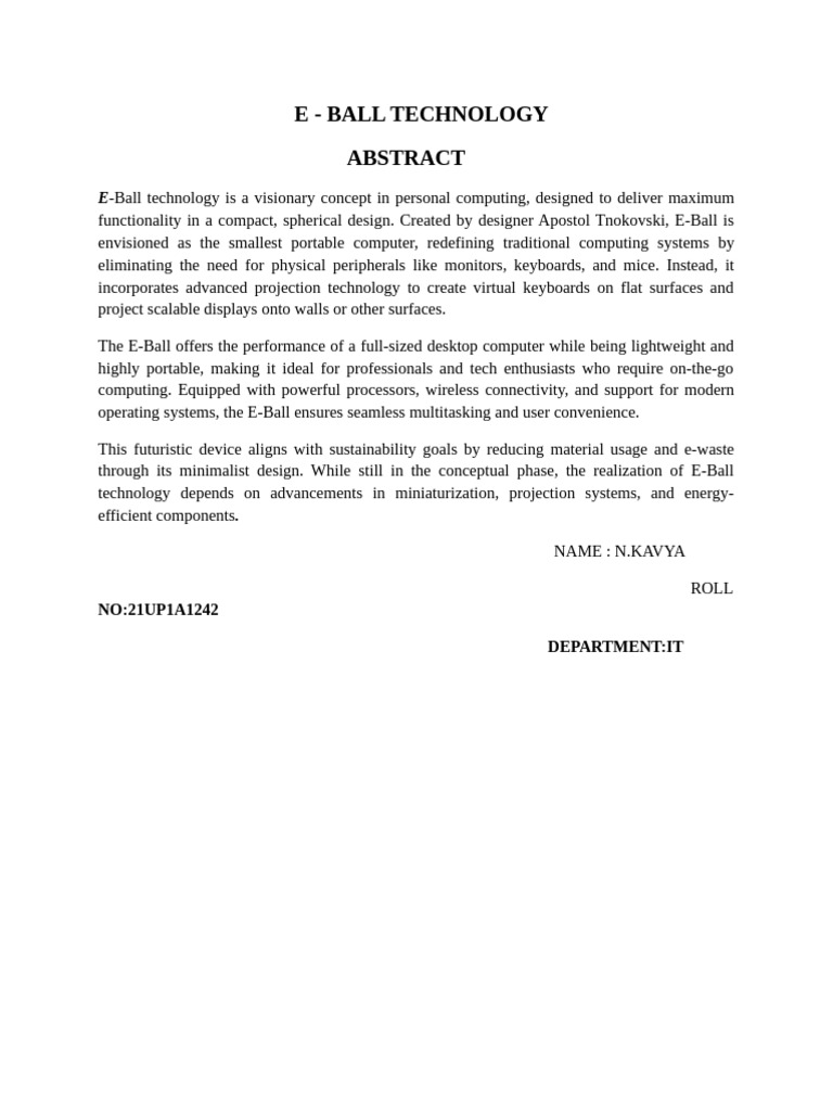 E - Ball Technology | PDF