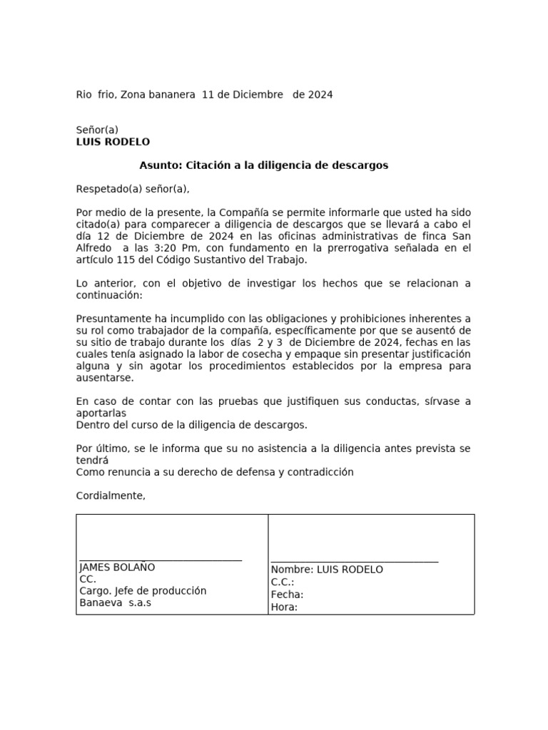 Citacion Luis Rodelo | PDF