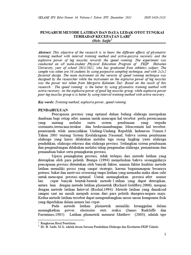 Pengaruh Metode Latihan Dan Daya Ledak o | PDF