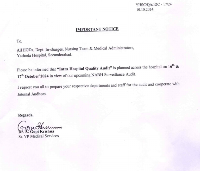 IOC-Intra Hospital Quality Audit | PDF