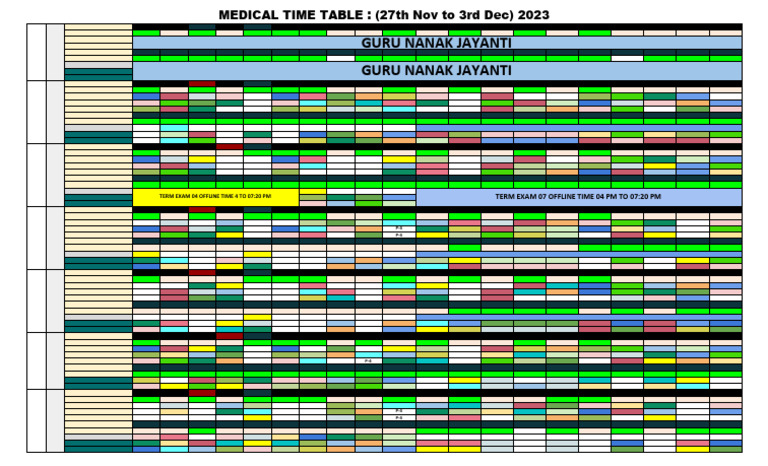 MEDICAL TIME TABLE - (27th Nov To 3rd Dec) 2023 | PDF