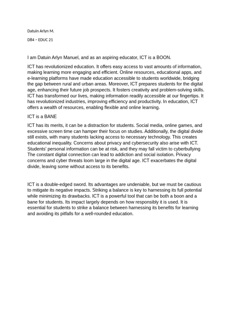 Datuin Arlyn M. D84 - EDUC 21 | PDF