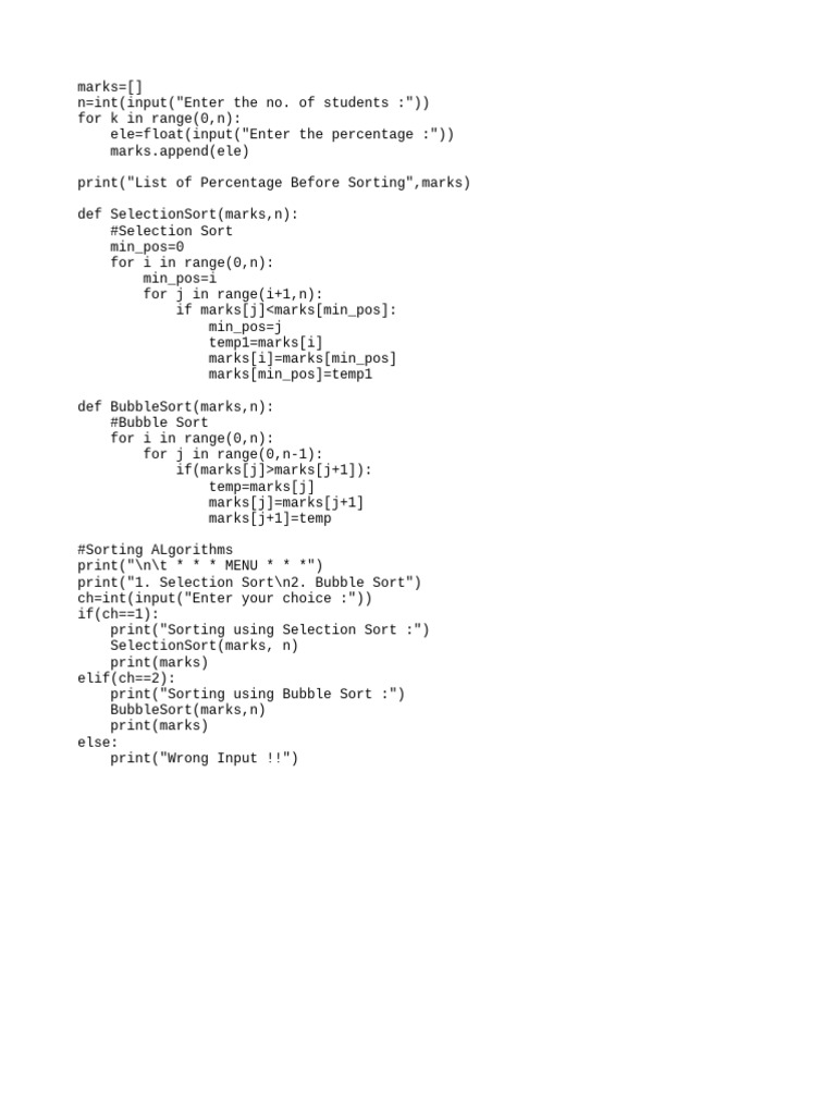 Bubble or Selection Sort | PDF