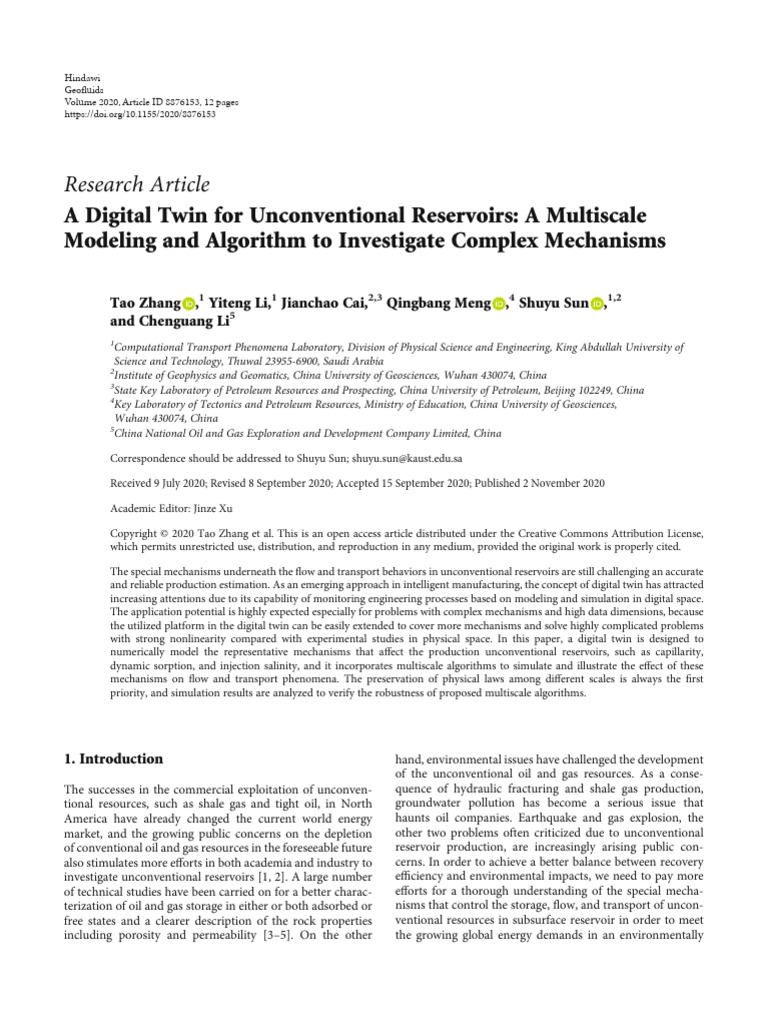A Digital Twin For Unconventional Reservoirs A Mul | PDF | Adsorption ...