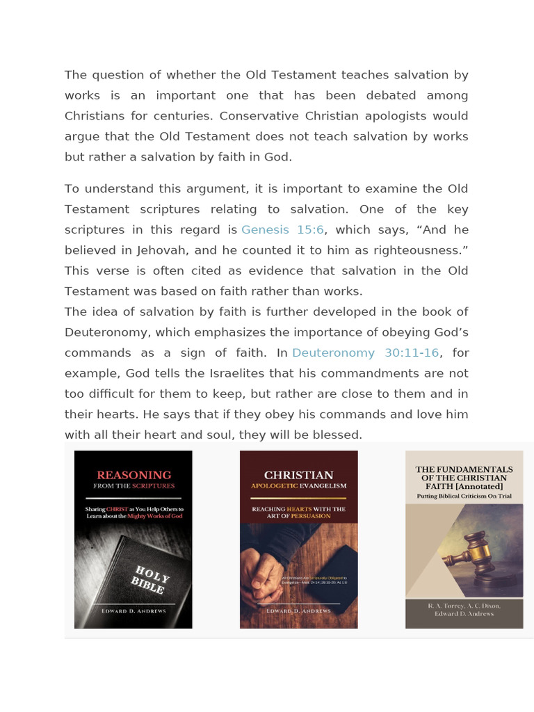 Old Testament Salvation: Faith vs. Works | PDF | Salvation | Eternal ...