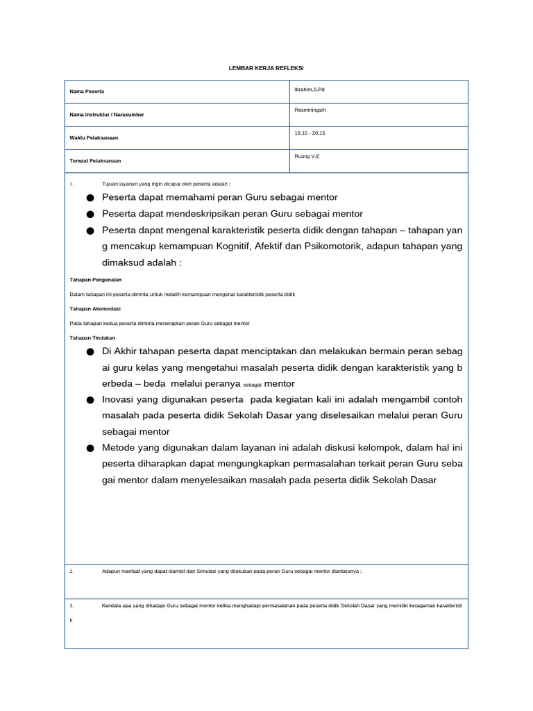 Lembar Kerja Refleksi Modul 3 | PDF