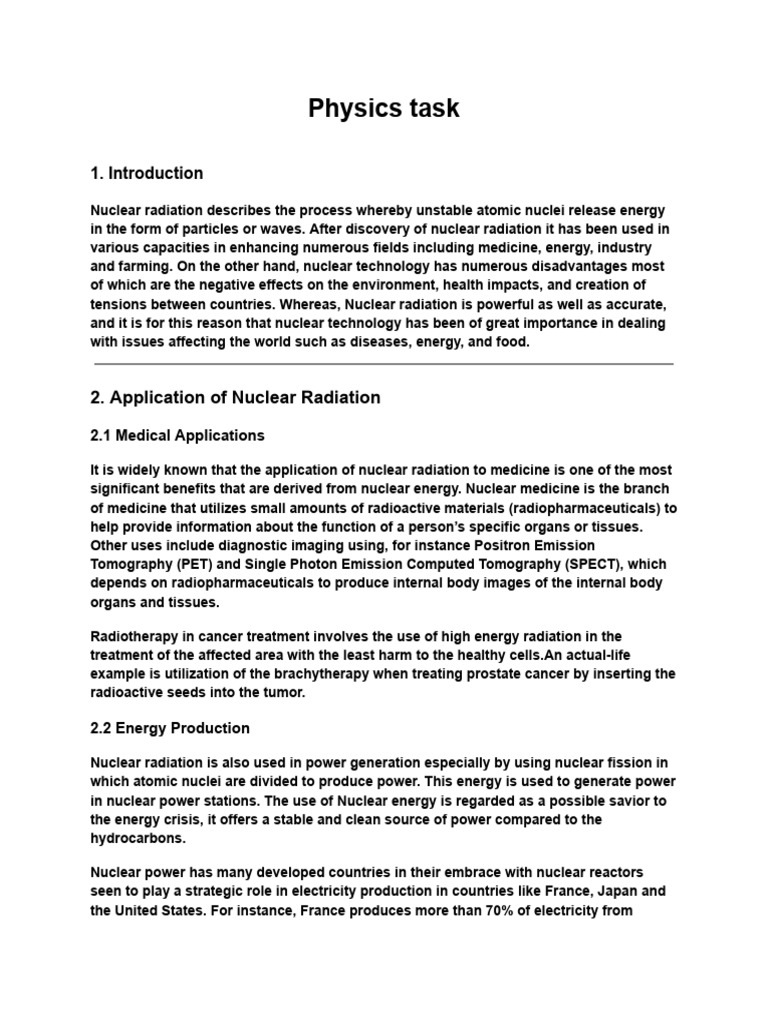Physics task | PDF | Nuclear Power | Radiation