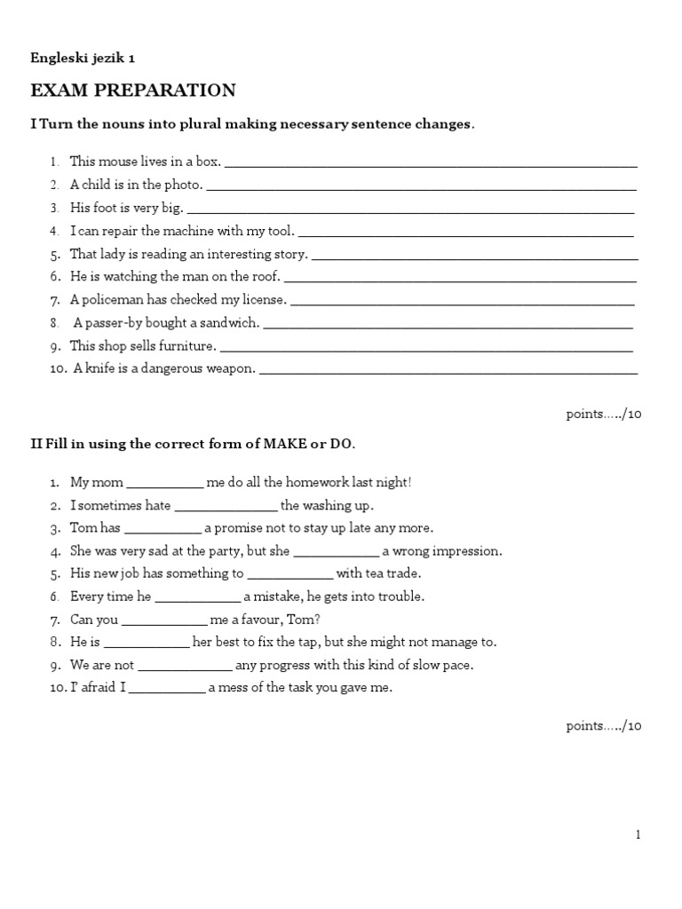 Engleski jezik 1 - ispit