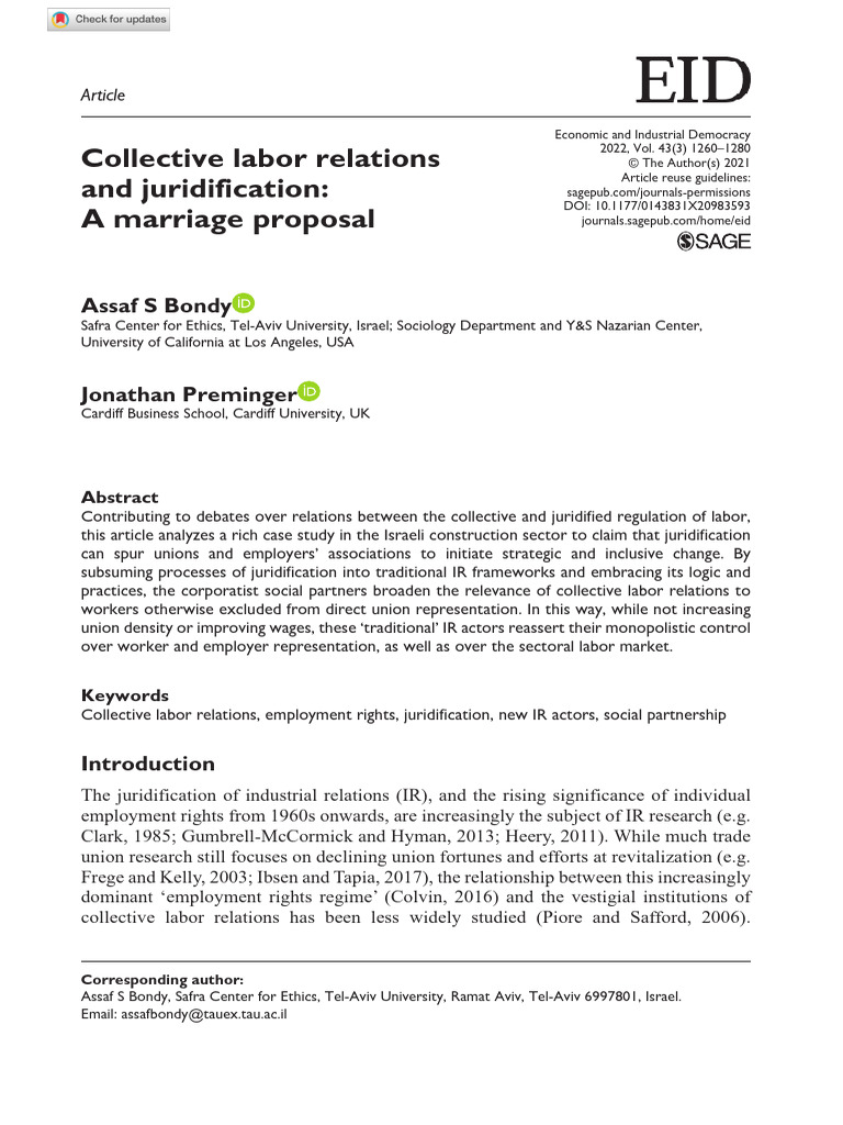 Juridification in Israeli Labor Relations | PDF | Employment ...