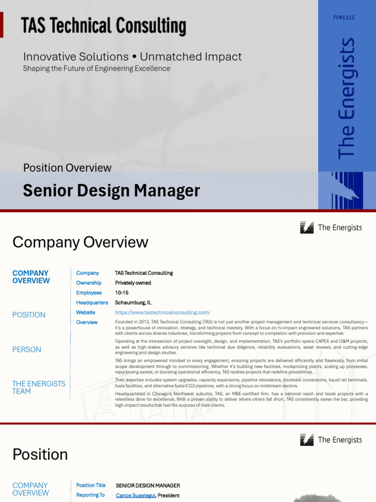 TAS FF1315 Senior Design Manager Final | PDF | Innovation | Leadership