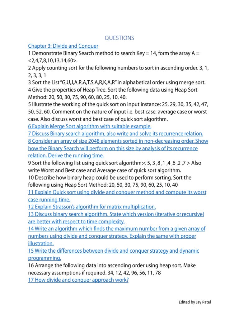 ADA mid 2 question bank solved | PDF | Algorithms And Data Structures | Algorithms