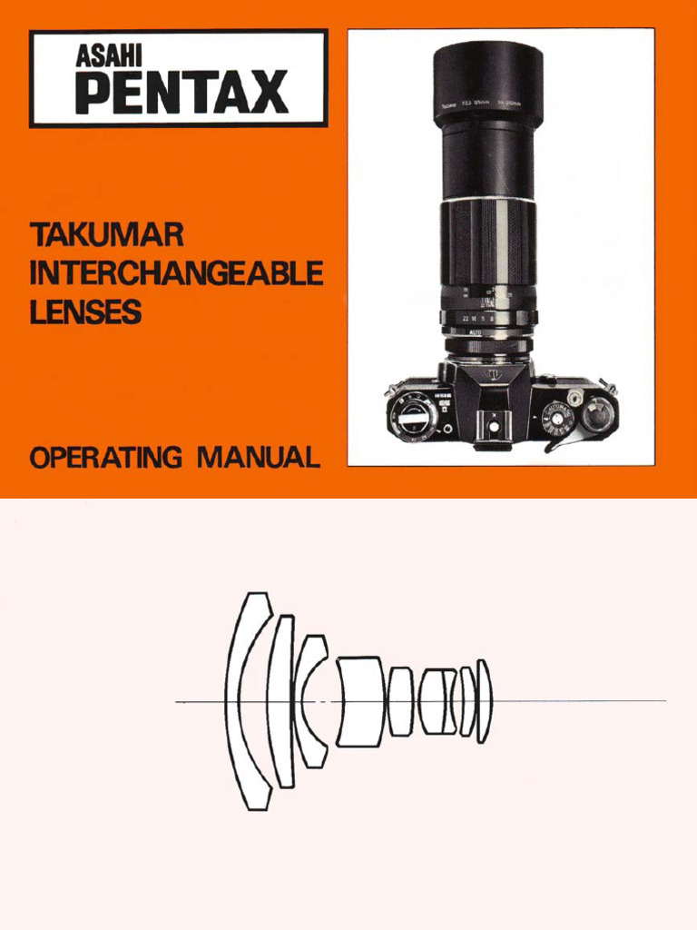 Asahi Pentax Takumar Interchangeable Lenses Operating Manual | PDF