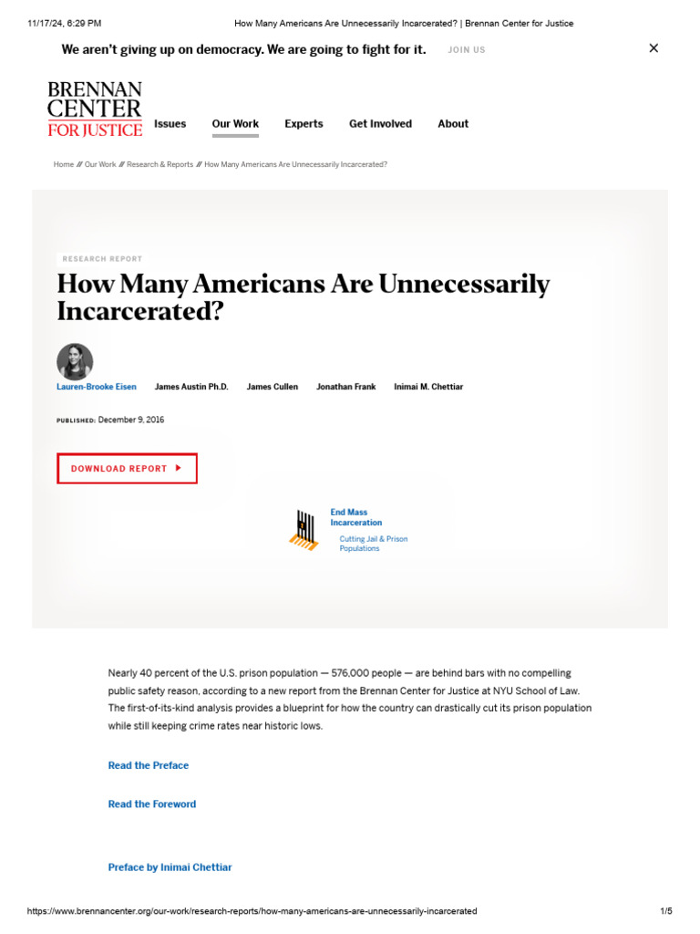 How Many Americans Are Unnecessarily Incarcerated - 2016 | PDF | Prison ...