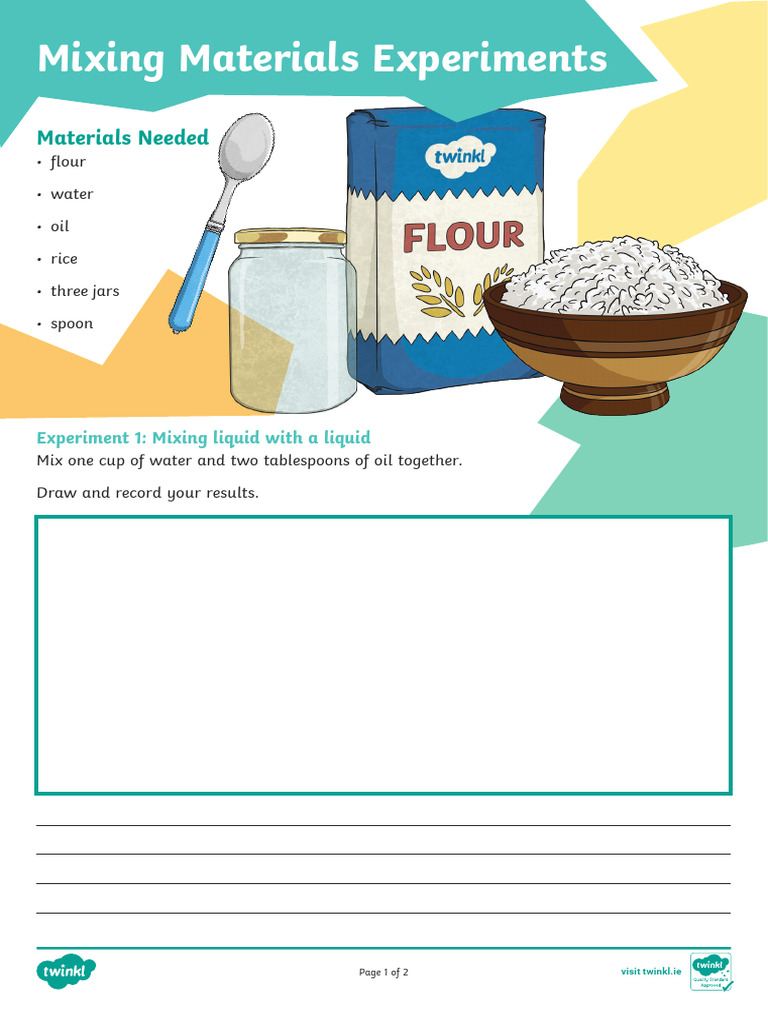 Roi SC 350 Mixing Materials Experiment Worksheet - Ver - 2 | PDF