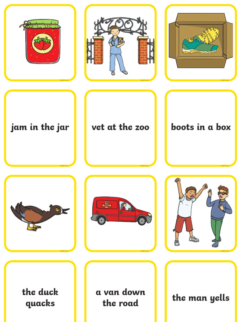 T L 527715 Phase 3 Sentences Pictures and Captions Matching Cards ...