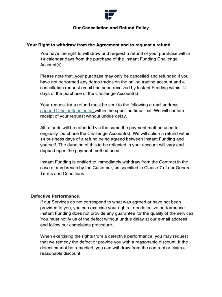Instant-Funding-Cancellation-and-Refund-Policy | PDF