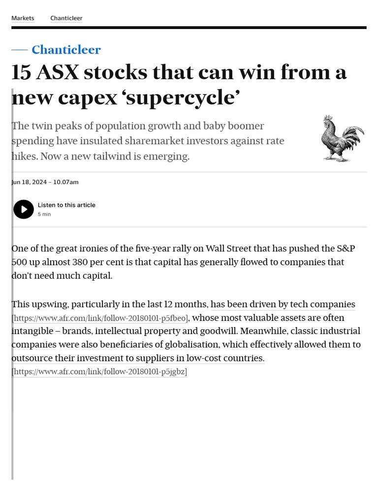 ASX Stocks to Benefit from Capex Boom | PDF | Cost Of Living | Business Cycle