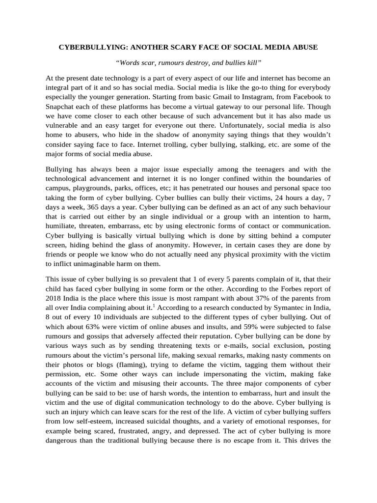 cyberbullying | PDF | Cyberbullying | Bullying