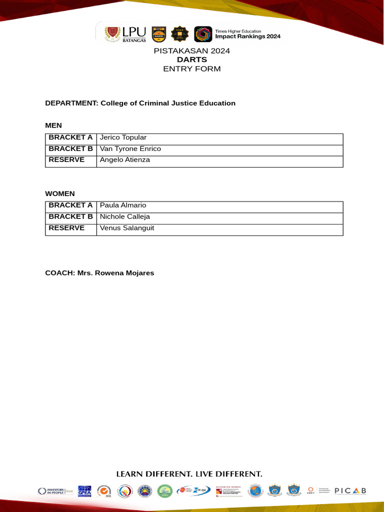 DARTS [ENTRY-FORM] | PDF