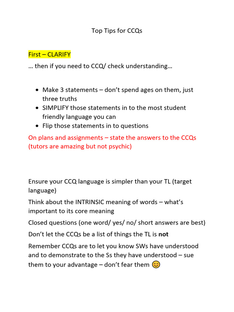 Top Tips For CCQs | PDF
