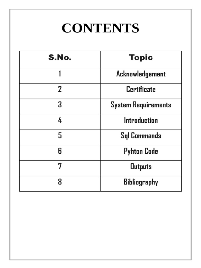 Contents Project | PDF