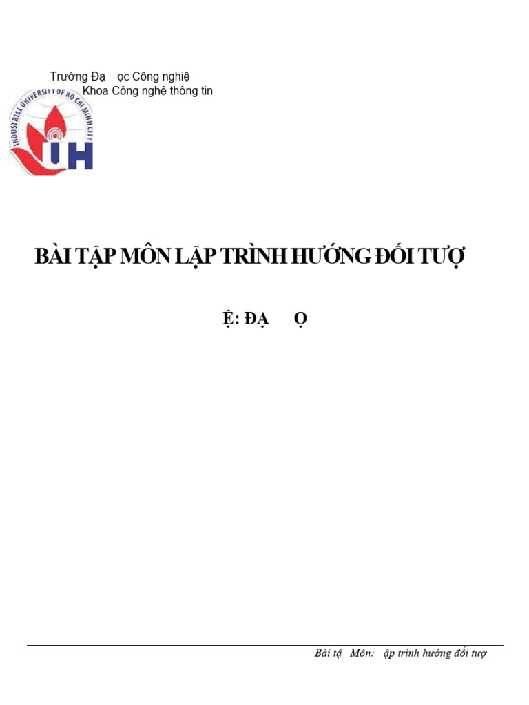 MucLuc - BT MON LAP TRINH HUONG DOI TUONG - 2018 | PDF