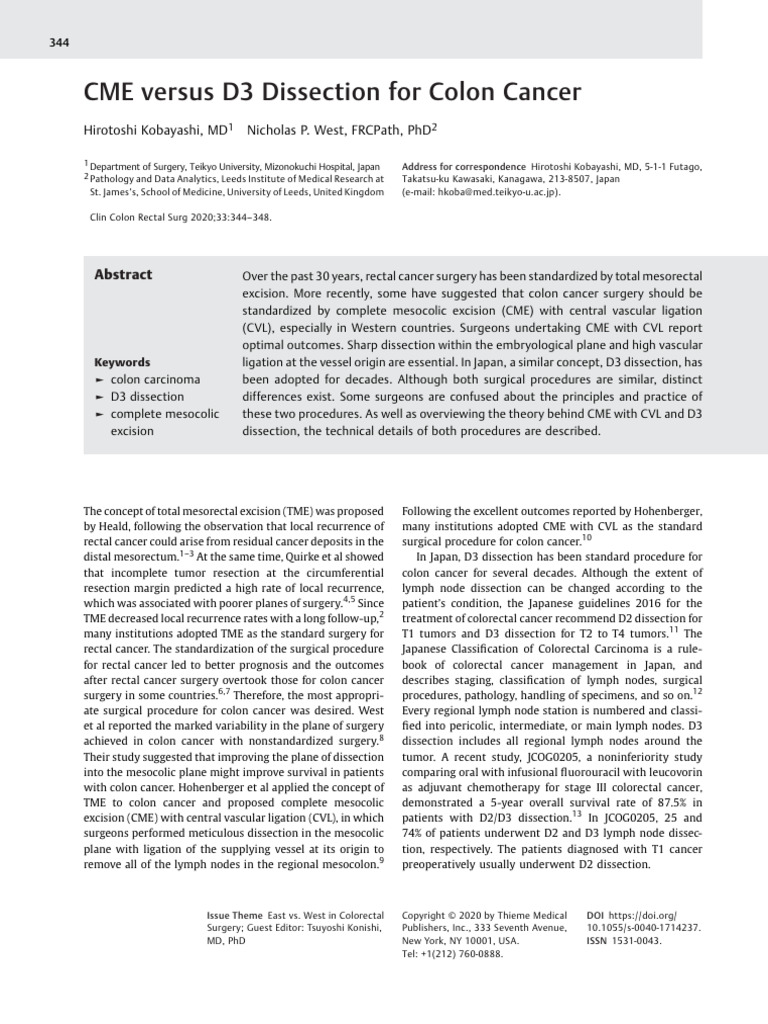 CME Versus D3 Dissection For Colon Cancer | PDF | Colorectal Cancer ...