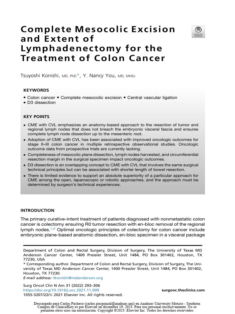 Complete Mesocolic Excision and Extent of Lymphadenectomy For The ...
