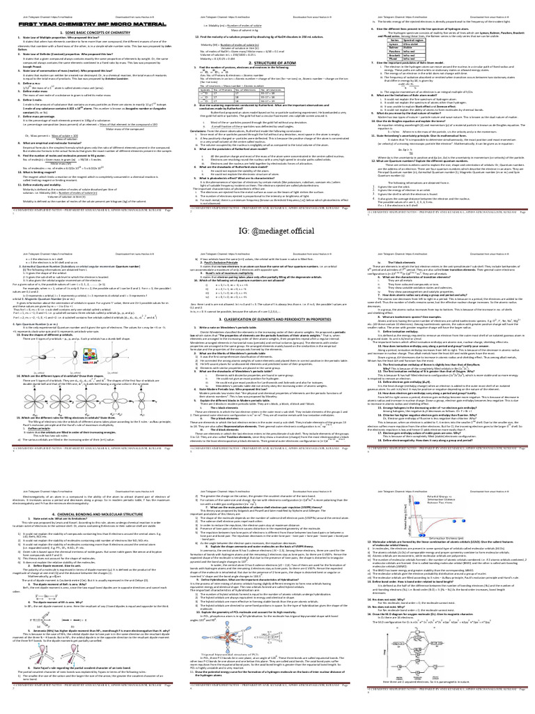 Plus one Chemistry micro | PDF | Atoms | Atomic Orbital