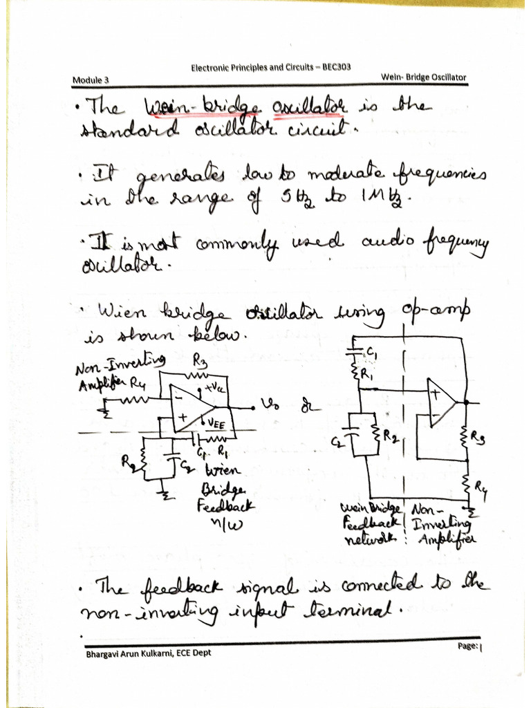 Wein Bridge Oscillator | PDF