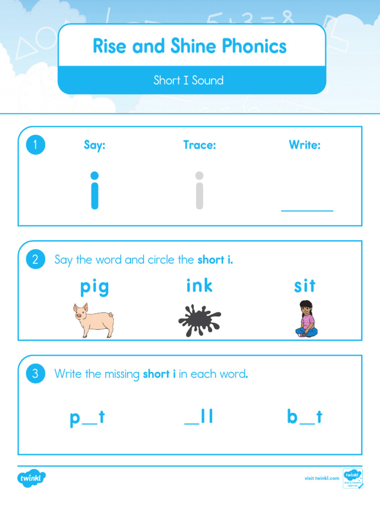 Rise and Shine Phonics Short I Sound Activity | PDF