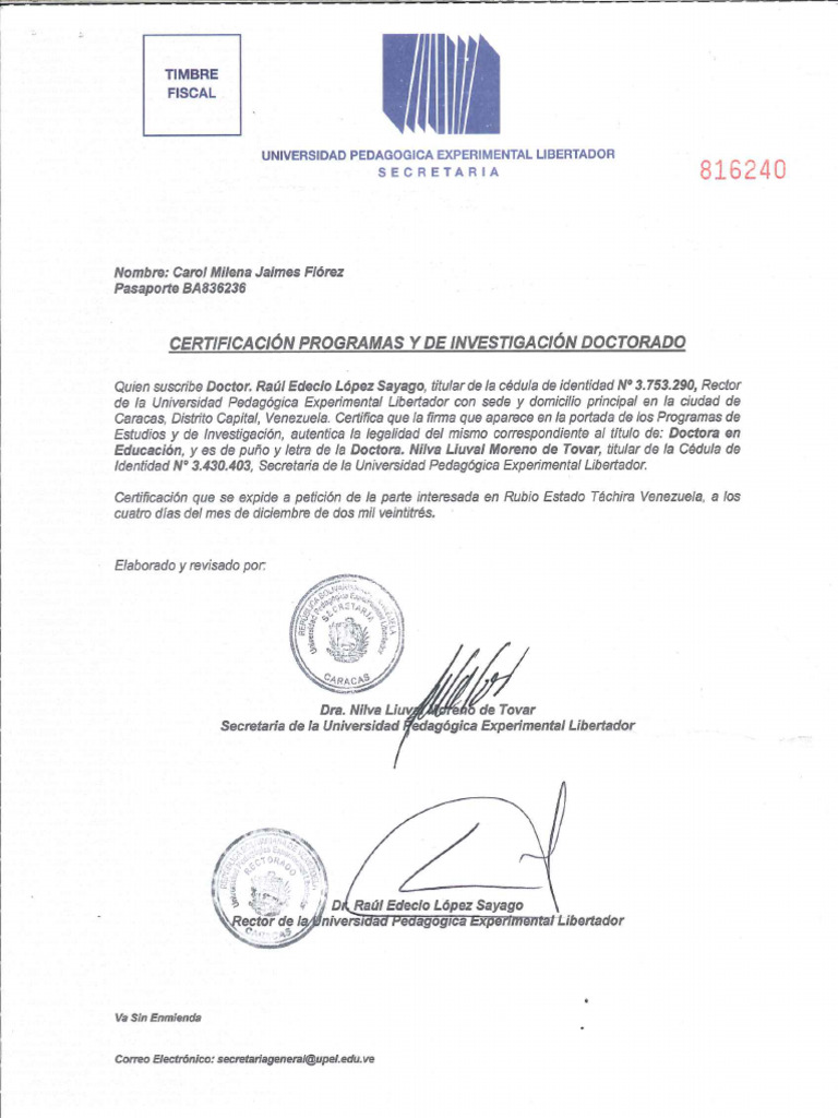 Certificacion de Programa | PDF