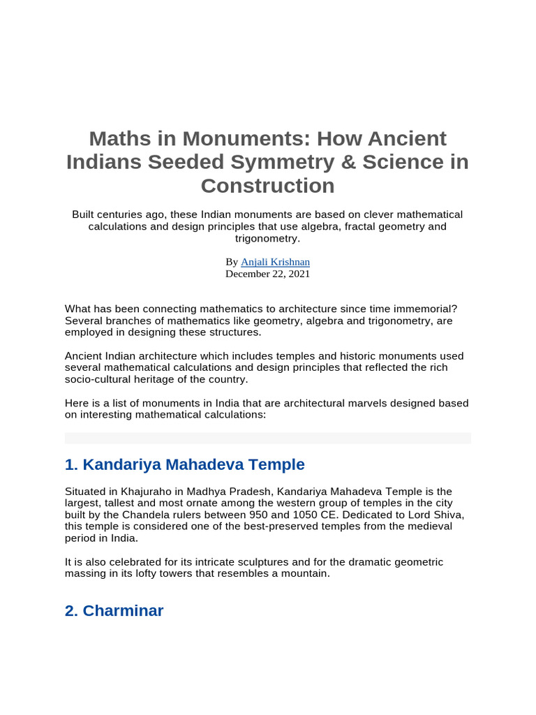 Maths in Monuments: How Ancient Indians Seeded Symmetry & Science in ...