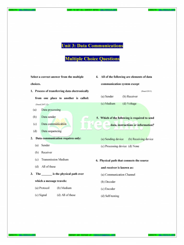 11th Comp CH 3 MCQ's | PDF