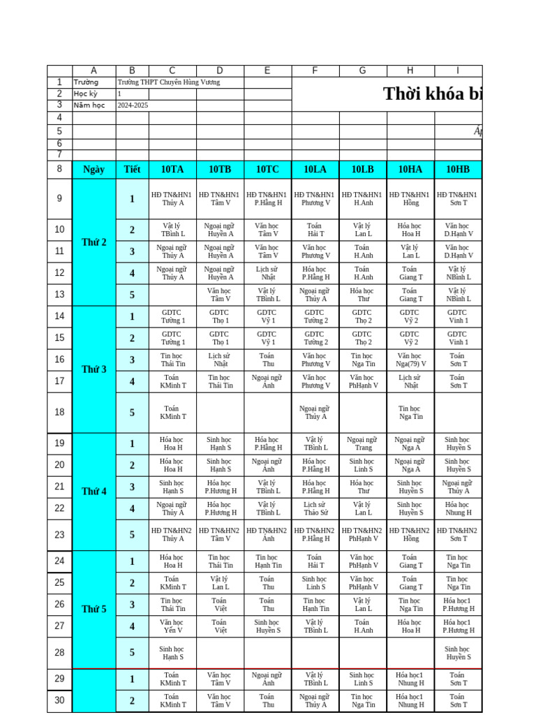 TKB HK1.2024-2025.(09.9.2024) | PDF