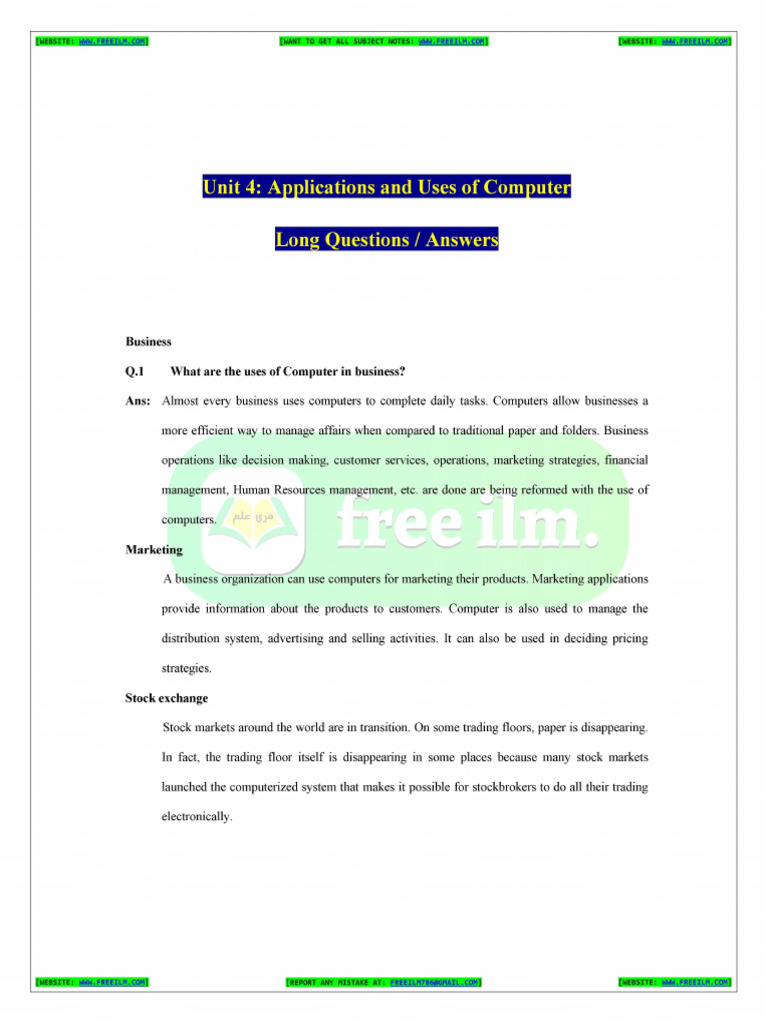 11th Comp CH 4 Long Q | PDF